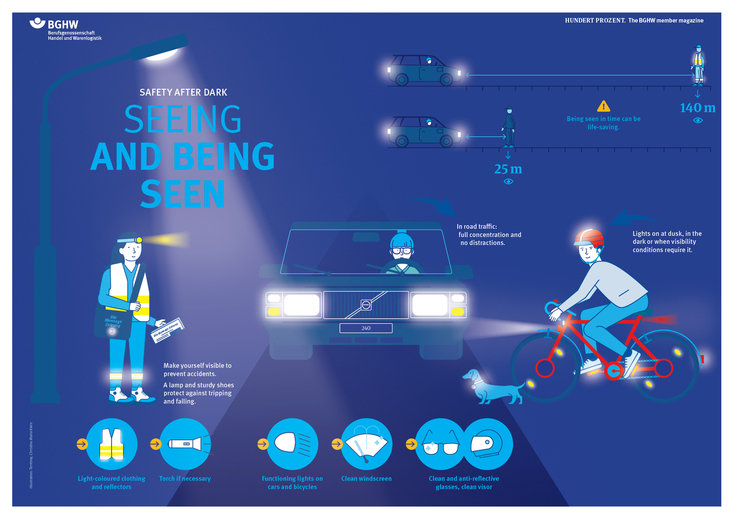 Bei Dunkelheit: Sehen und gesehen werden - BGHW eMagazin